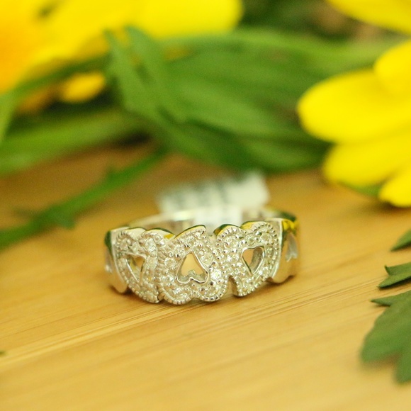Teeda | Jewelry | 925 Sterling Silver Hearts Cubic Zirconia Rings ...